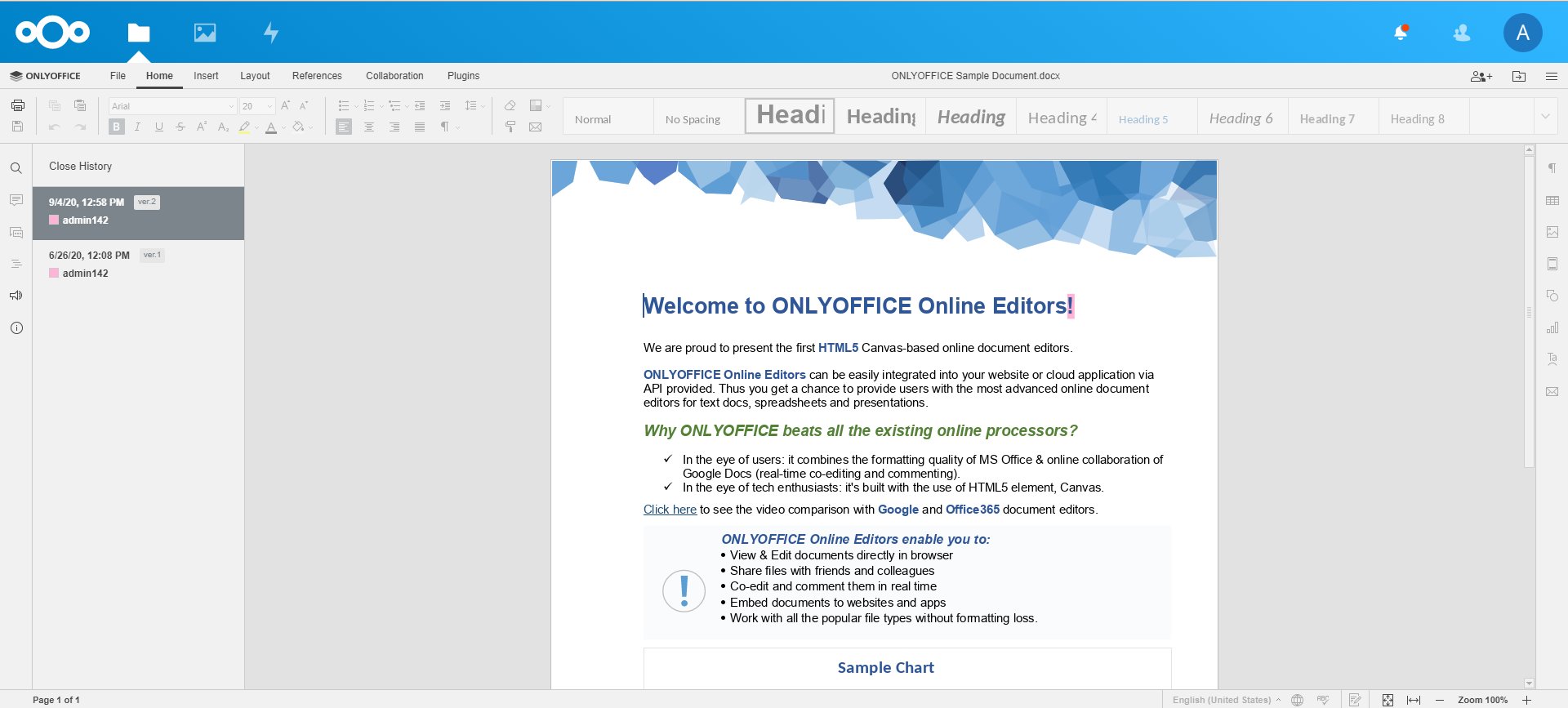 Intégration de ONLYOFFICE Docs à Nextcloud : gérer les versions du ...