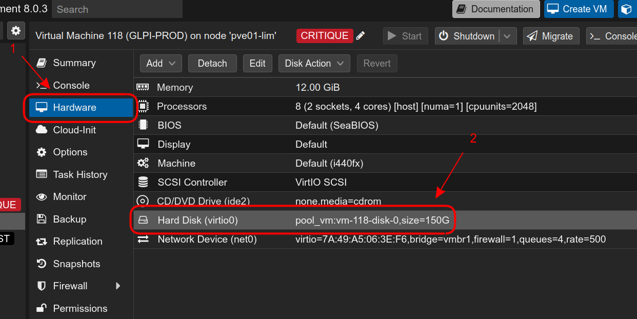 Proxmox : TASK ERROR: storage migration failed: target storage is known to cause issues with aio ...