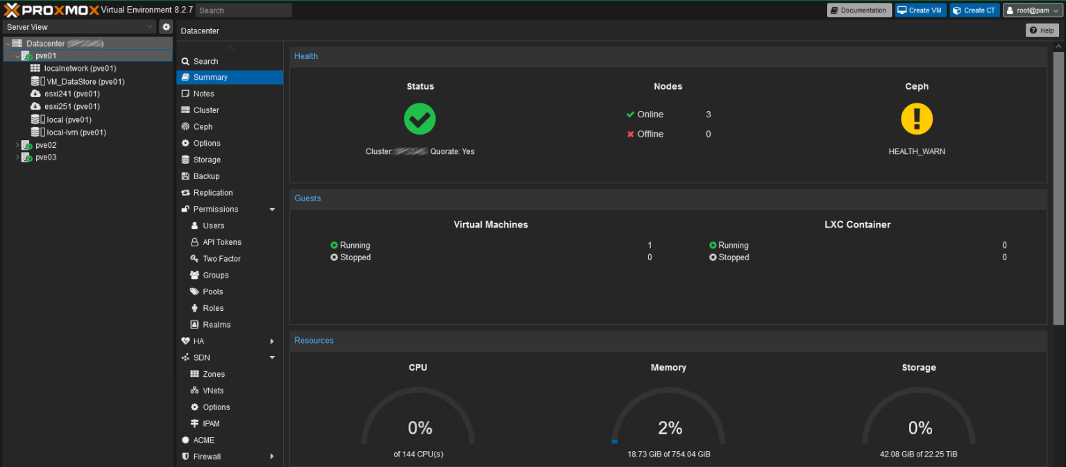 Proxmox 8 cluster HA + Ceph – memo-linux.com